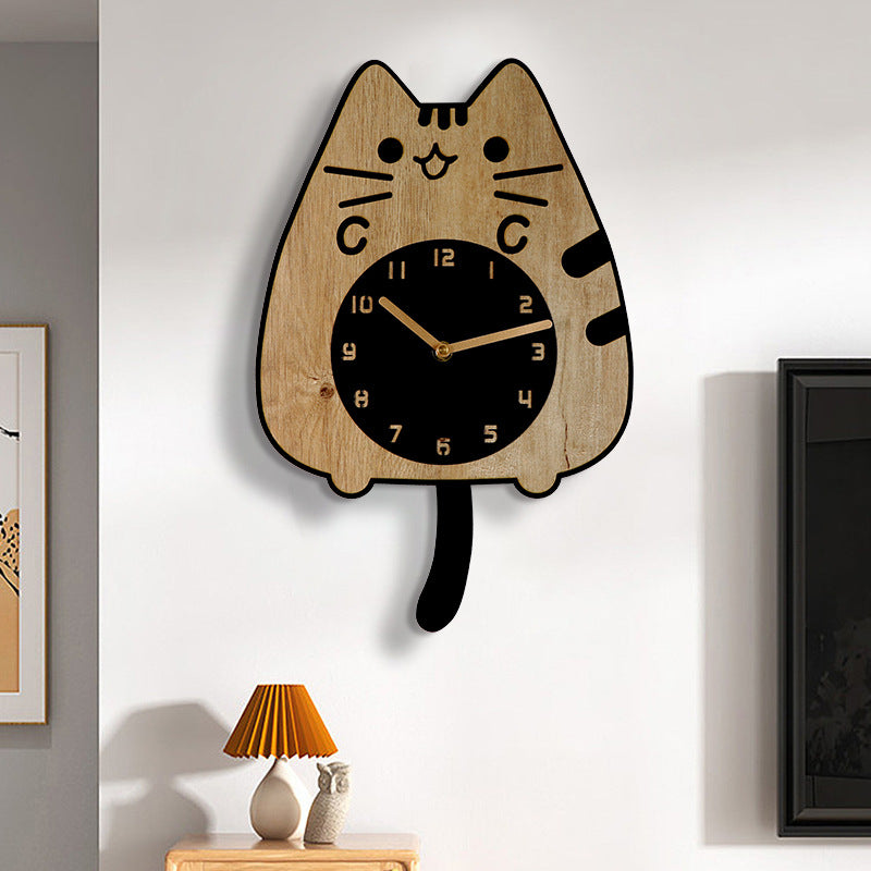 Hanging Tail Cat Silent Pendulum Clock for Kids Bedroom – Loforay