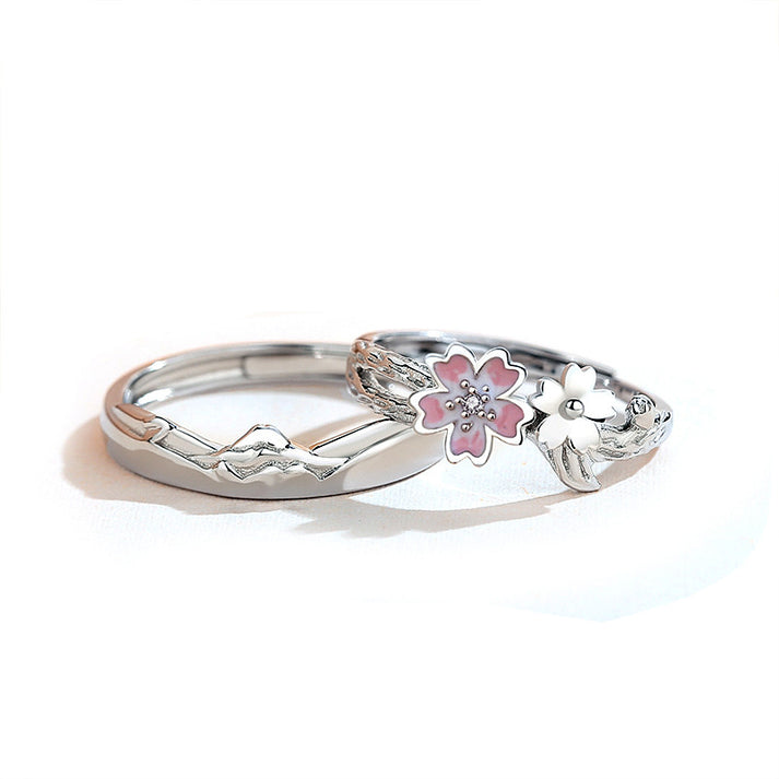 Engravable Matching Sakura Promise Rings for Couples – Loforay