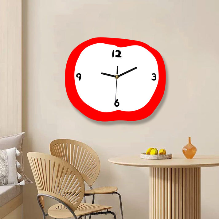 Odd Apple Shaped Silent Wall Décor Clock for Bedroom/Lounge – Loforay