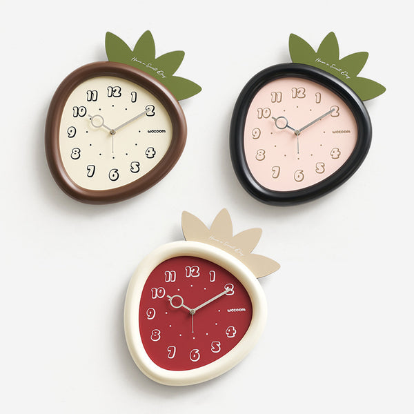 Loforay™ Cute Strawberry Shaped Silent Wall Clock for Kids Bedroom