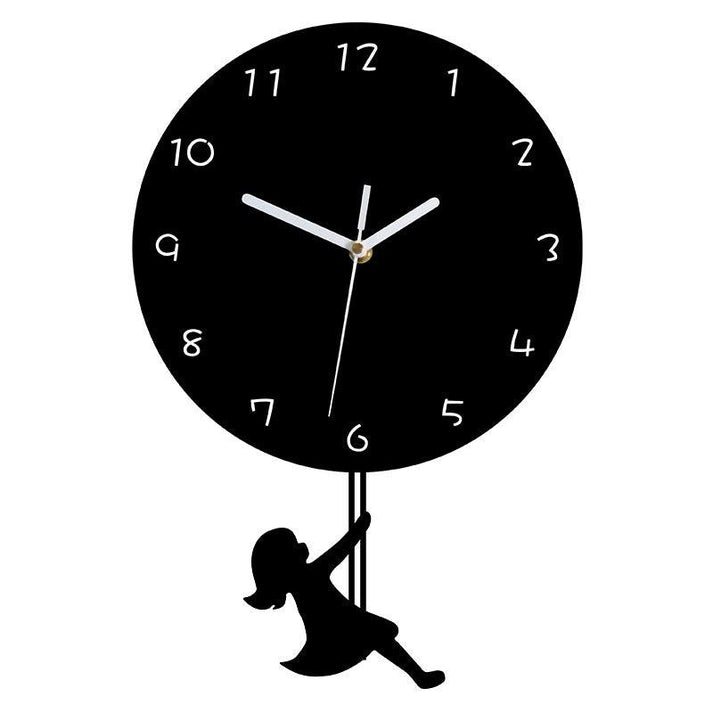 Swinging Girl Pendulum Silent Wall Clock for Bedroom/Livingroom – Loforay