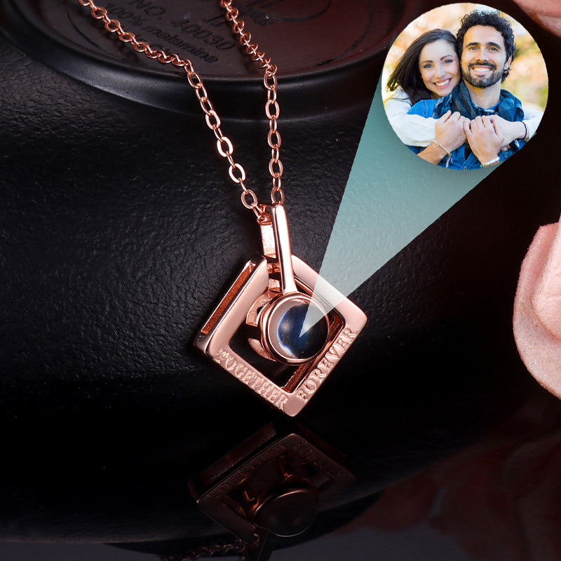 Loforay Couple's Photo Projection Pendant Gift for Her