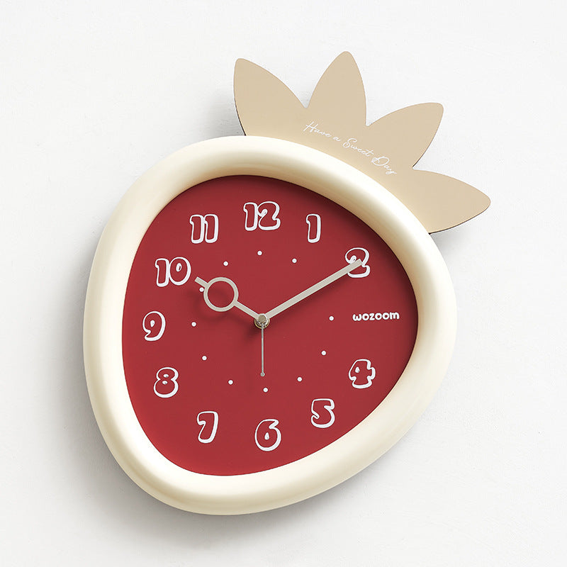 Loforay™ Cute Strawberry Shaped Silent Wall Clock for Kids Bedroom