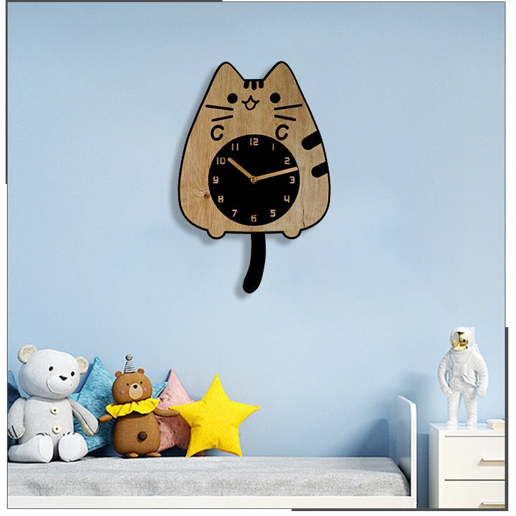 Hanging Tail Cat Silent Pendulum Clock for Kids Bedroom – Loforay