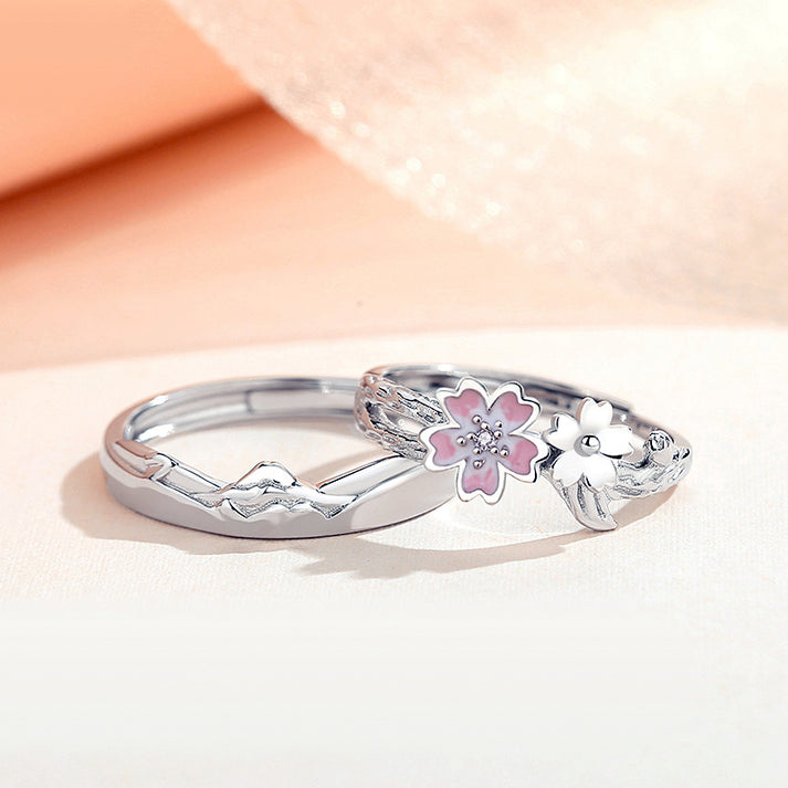 Engravable Matching Sakura Promise Rings for Couples – Loforay