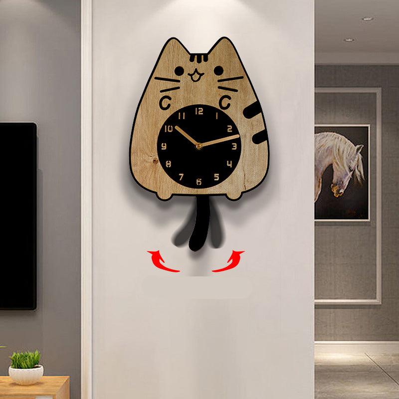 Hanging Tail Cat Silent Pendulum Clock for Kids Bedroom – Loforay