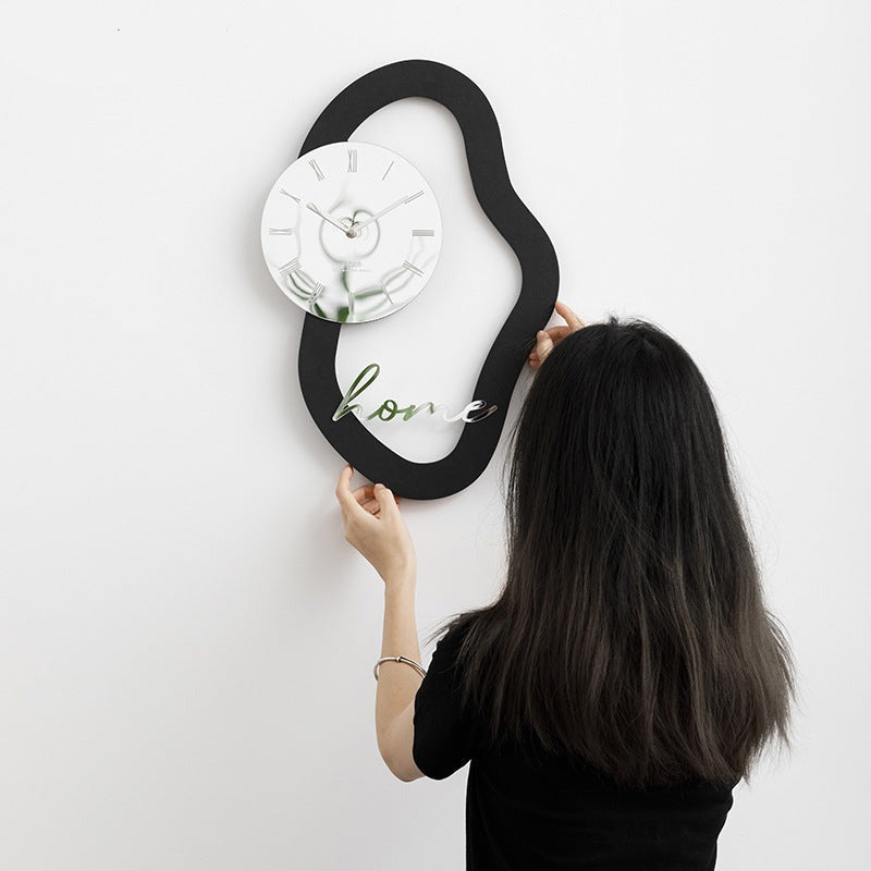 Modern Distorted Wall Clock for Livingroom Non-ticking – Loforay
