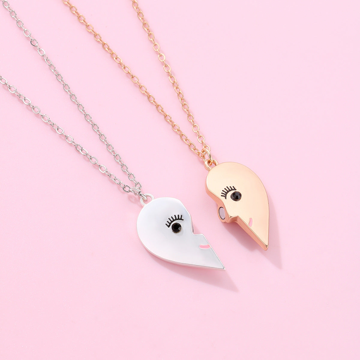 Loforay Engraved Half Hearts Best Friend Necklaces Gift Set for 2