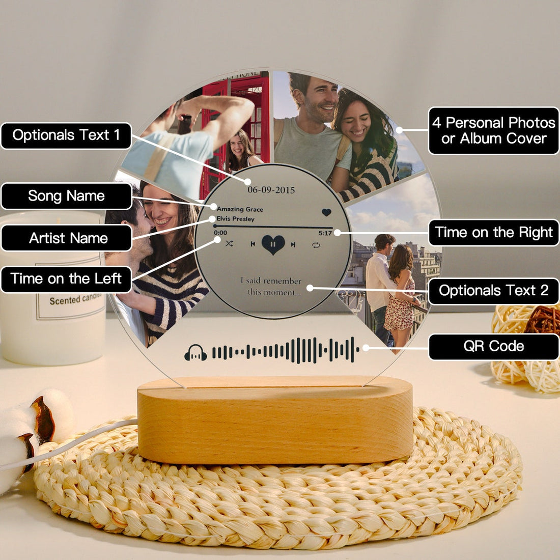 Loforay™ Personalized Photo Collage Favorite Song Night Light ...