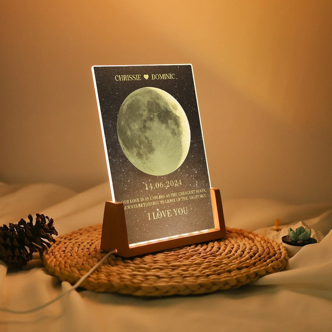 Loforay™ Moon Phase Born Day Night Light (Anniversary Gift for Him and Her)