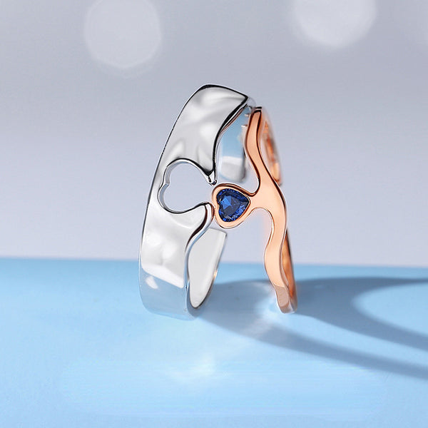 Custom Interlocking Hearts Wedding Rings Set – Loforay