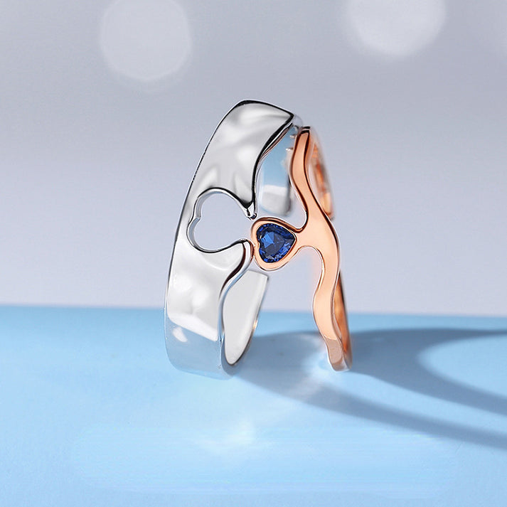 Custom Interlocking Hearts Wedding Rings Set – Loforay