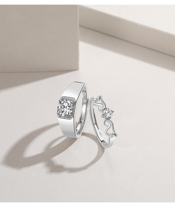 Engravable Angel Wings Couple Wedding Bands – Loforay