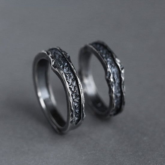 Vintage Matching Couple Rings with Names Engraved Sterling Silver – Loforay