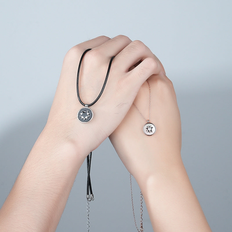 Engravable Fidget Spinning Stars Couple Necklaces Set – Loforay