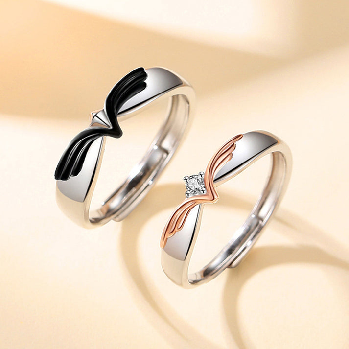 Personalized Angel Wings Couple Rings Set – Loforay